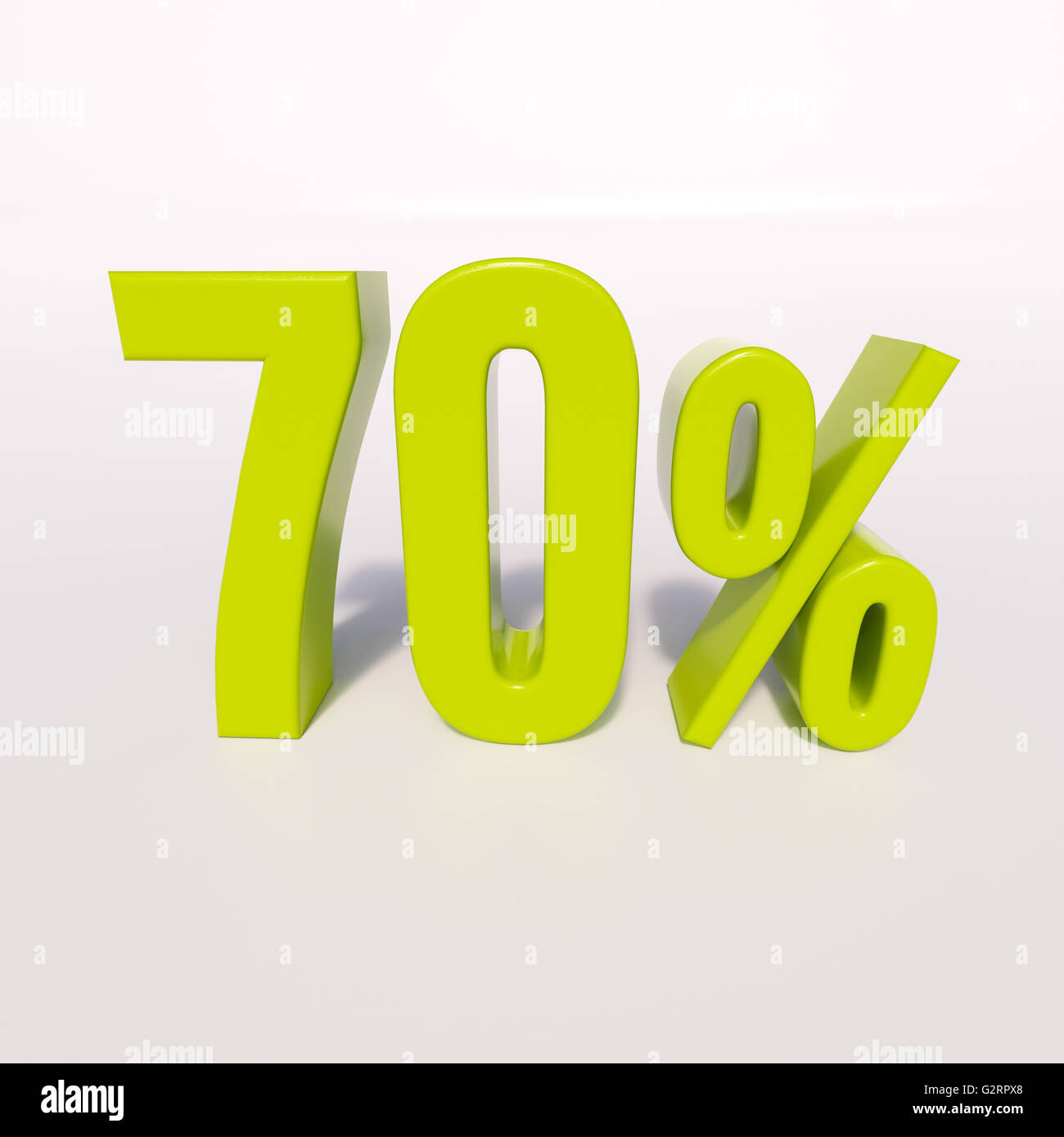 3d render: green 70 percent, percentage discount sign on white, 70 ...