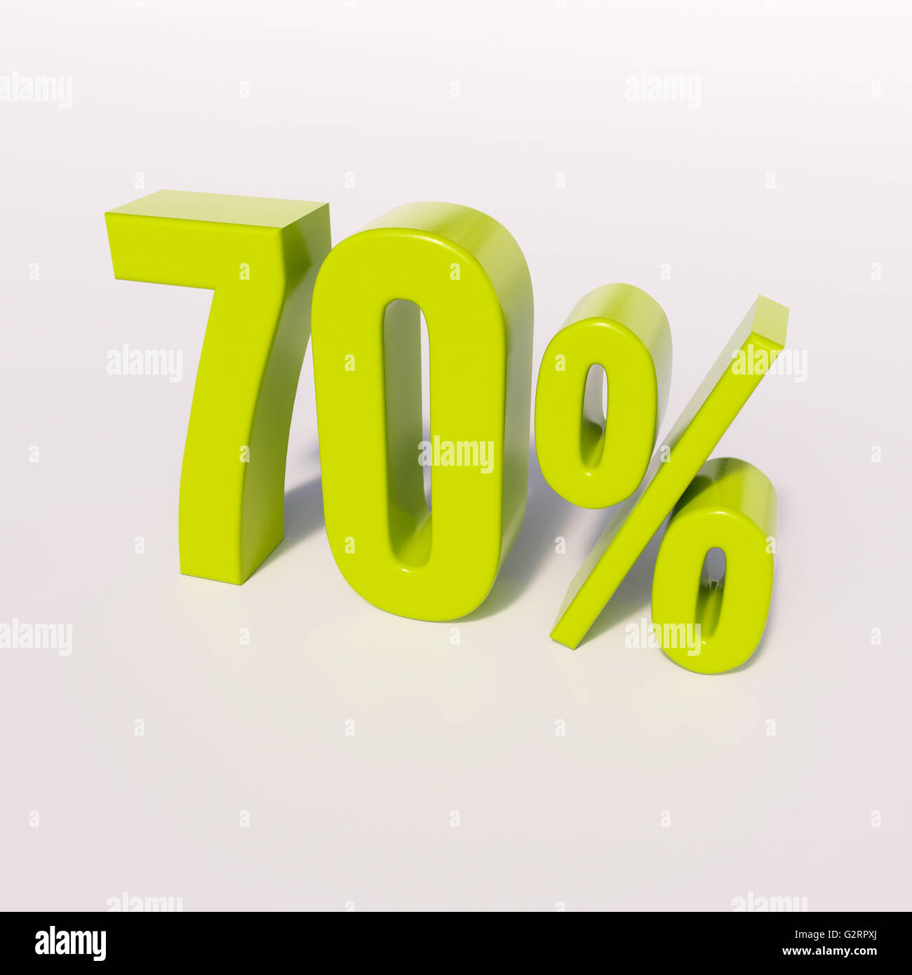 3d render: green 70 percent, percentage discount sign on white, 70 ...