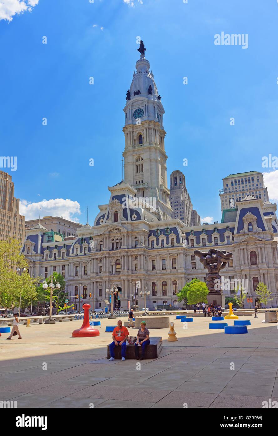 Philadelphia, USA - May 4, 2015: Square near Philadelphia City Hall and ...