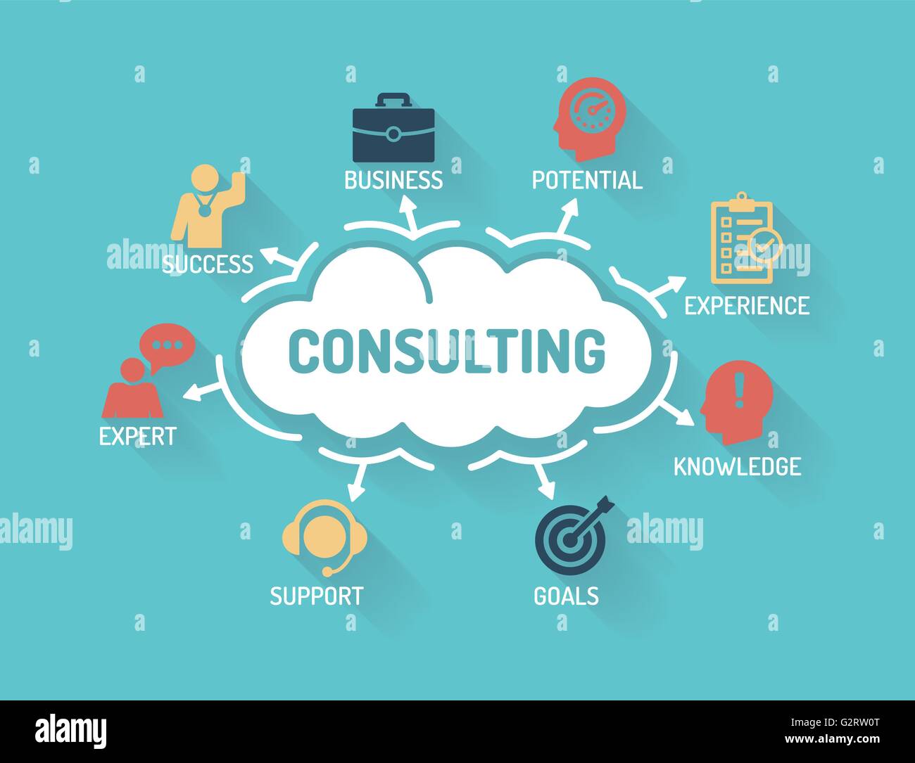Consulting - Chart with keywords and icons - Flat Design Stock Vector ...