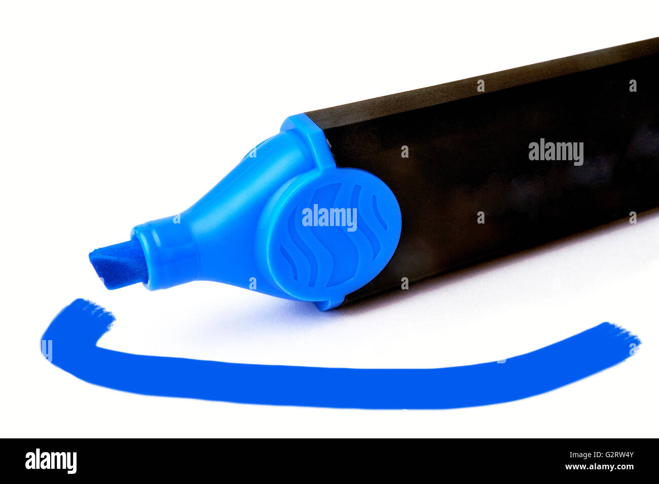 Highlighters blue on white background Stock Photo - Alamy