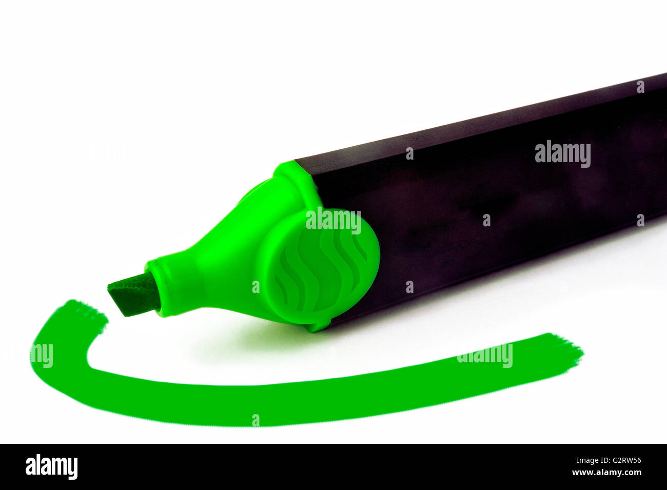 Highlighter green on white background Stock Photo - Alamy