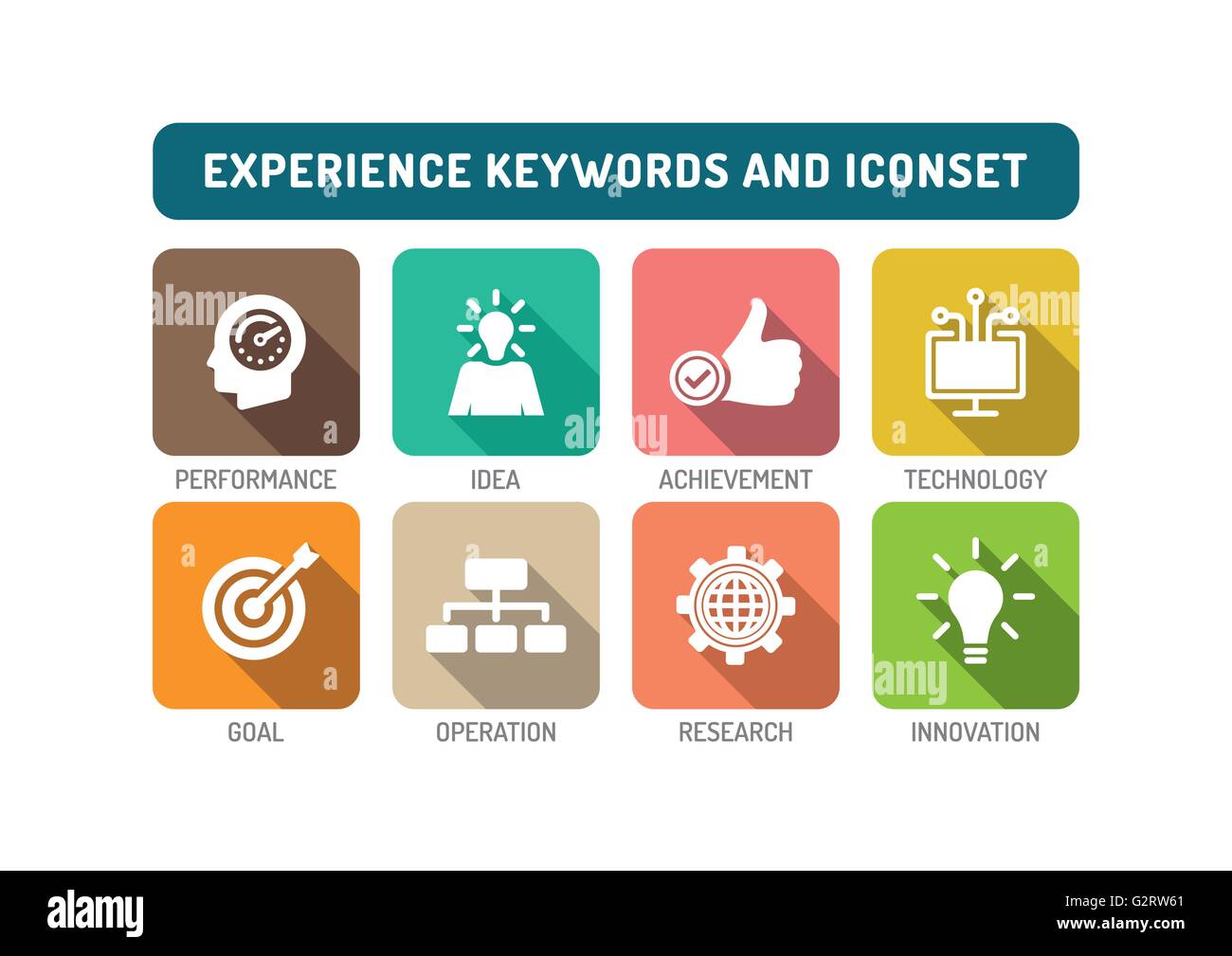 Experience Flat Icon Set Stock Vector Image & Art - Alamy