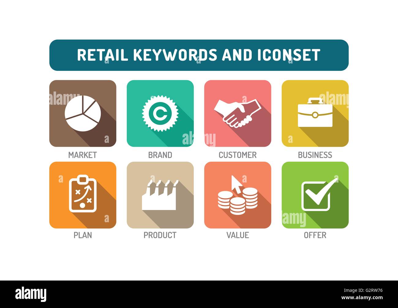 Retail Flat Icon Set Stock Vector Image & Art - Alamy