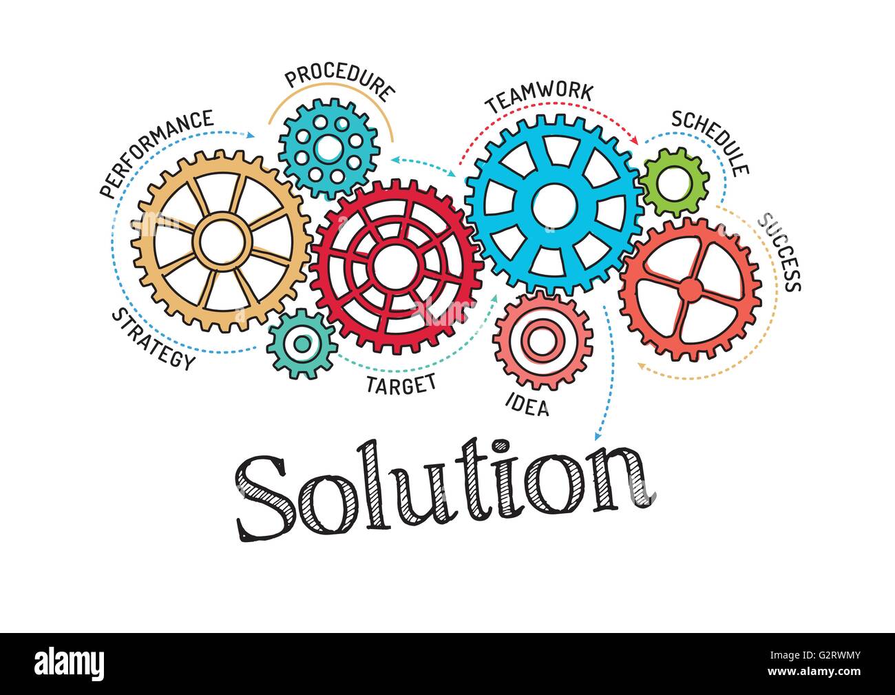 Gears and Solution Mechanism Stock Vector Image & Art - Alamy