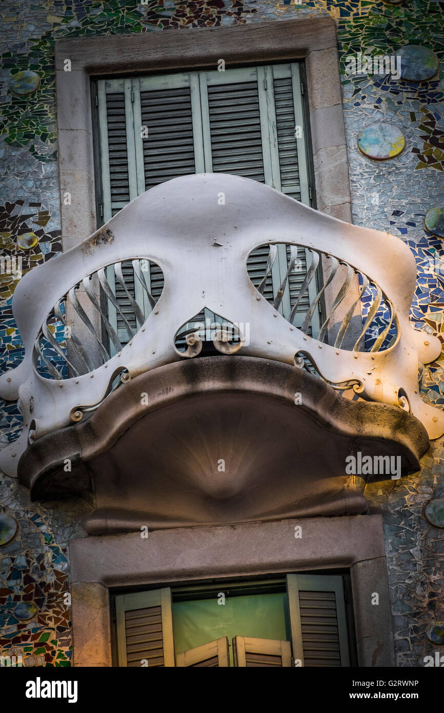 Facade of Casa Batlló, by architect Antoni Gaudi, Barcelona, Catalonia ...