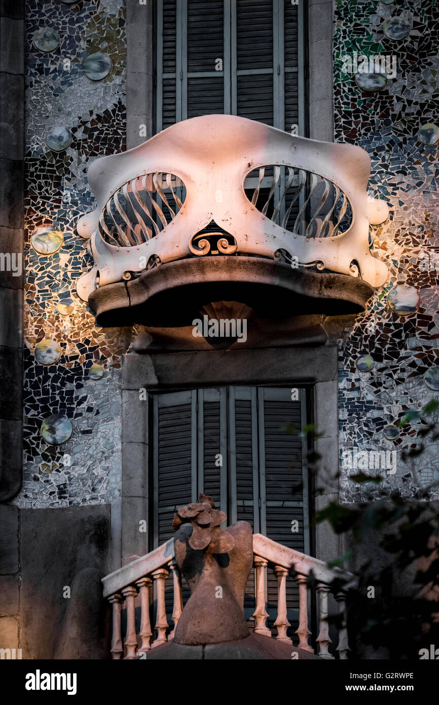 Facade of Casa Batlló, by architect Antoni Gaudi, Barcelona, Catalonia ...