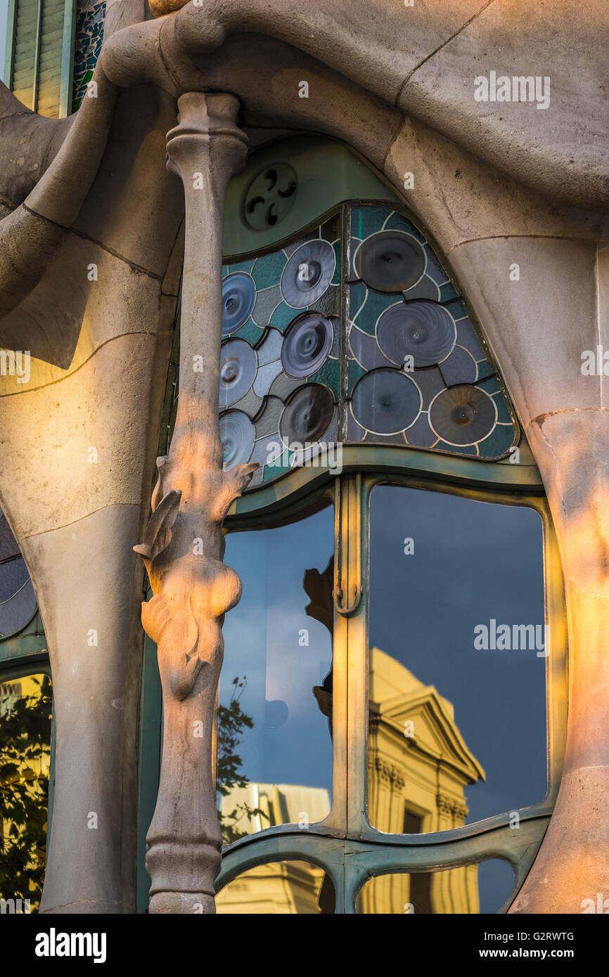 Facade of Casa Batlló, by architect Antoni Gaudi, Barcelona, Catalonia ...