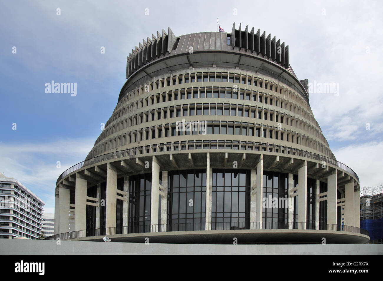 parliament building, known os the beehive in wellington in the north ...