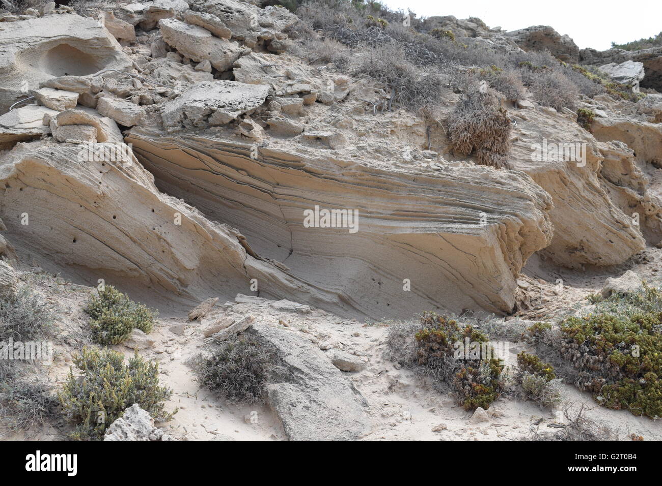 Low angle view of layers of eroded rock Stock Photo - Alamy