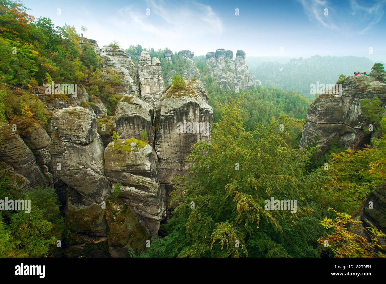 Bridge named Bastei in Saxon Switzerland Germany on a sunny day in ...