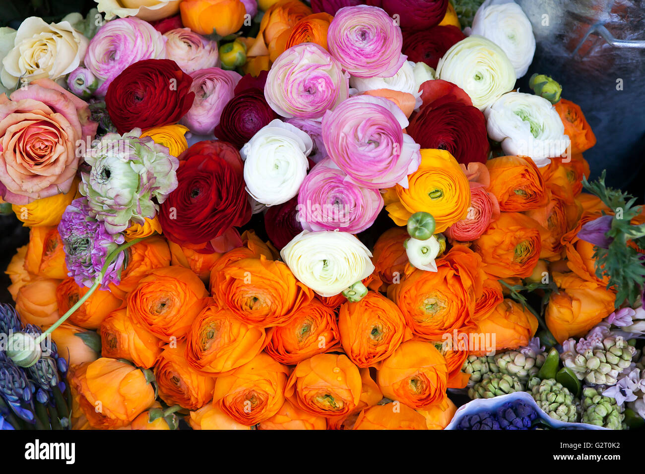Orange White Ranunculus Bouquet