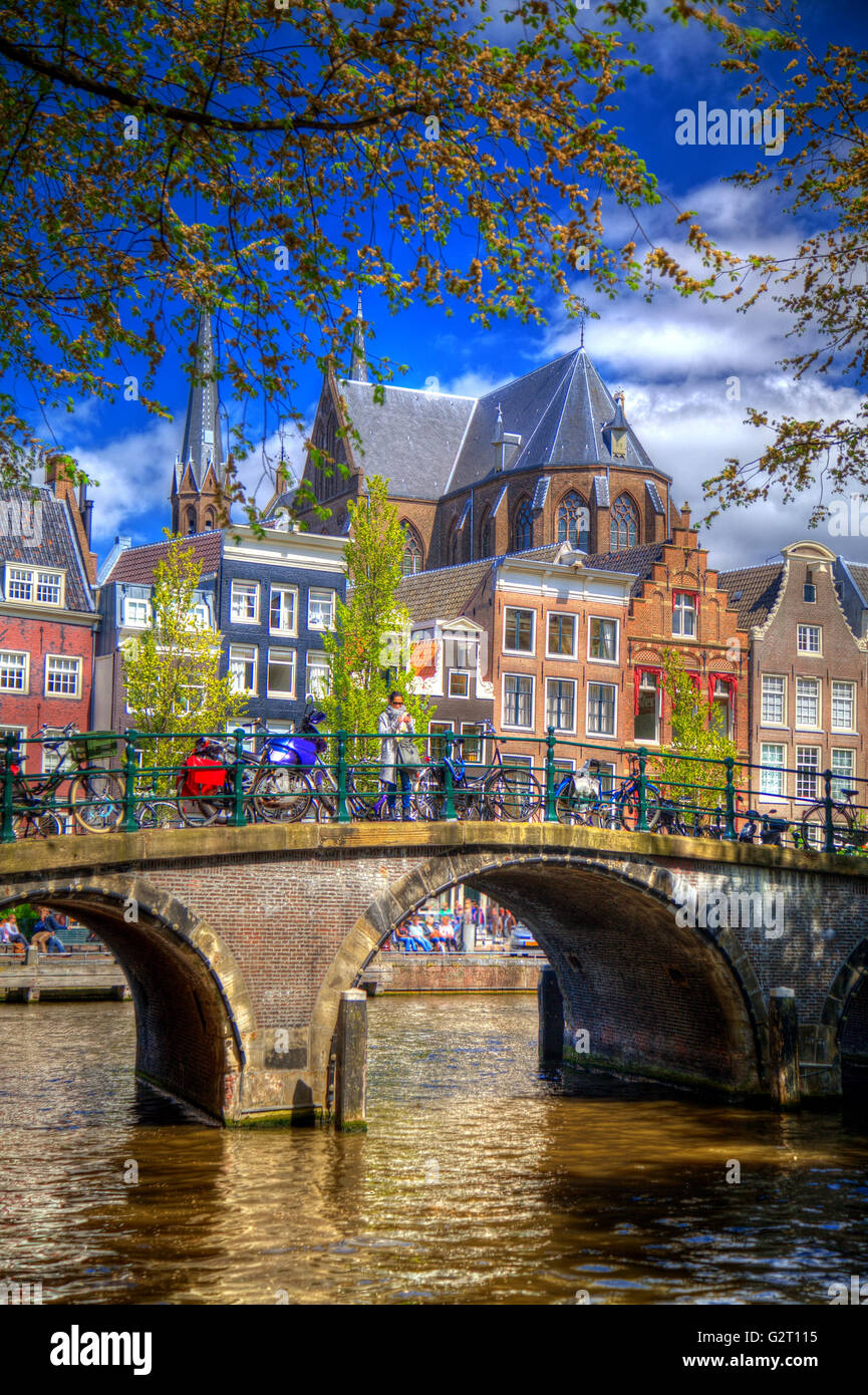 Amsterdam in the summer. beautiful authentic ancient city on the North ...