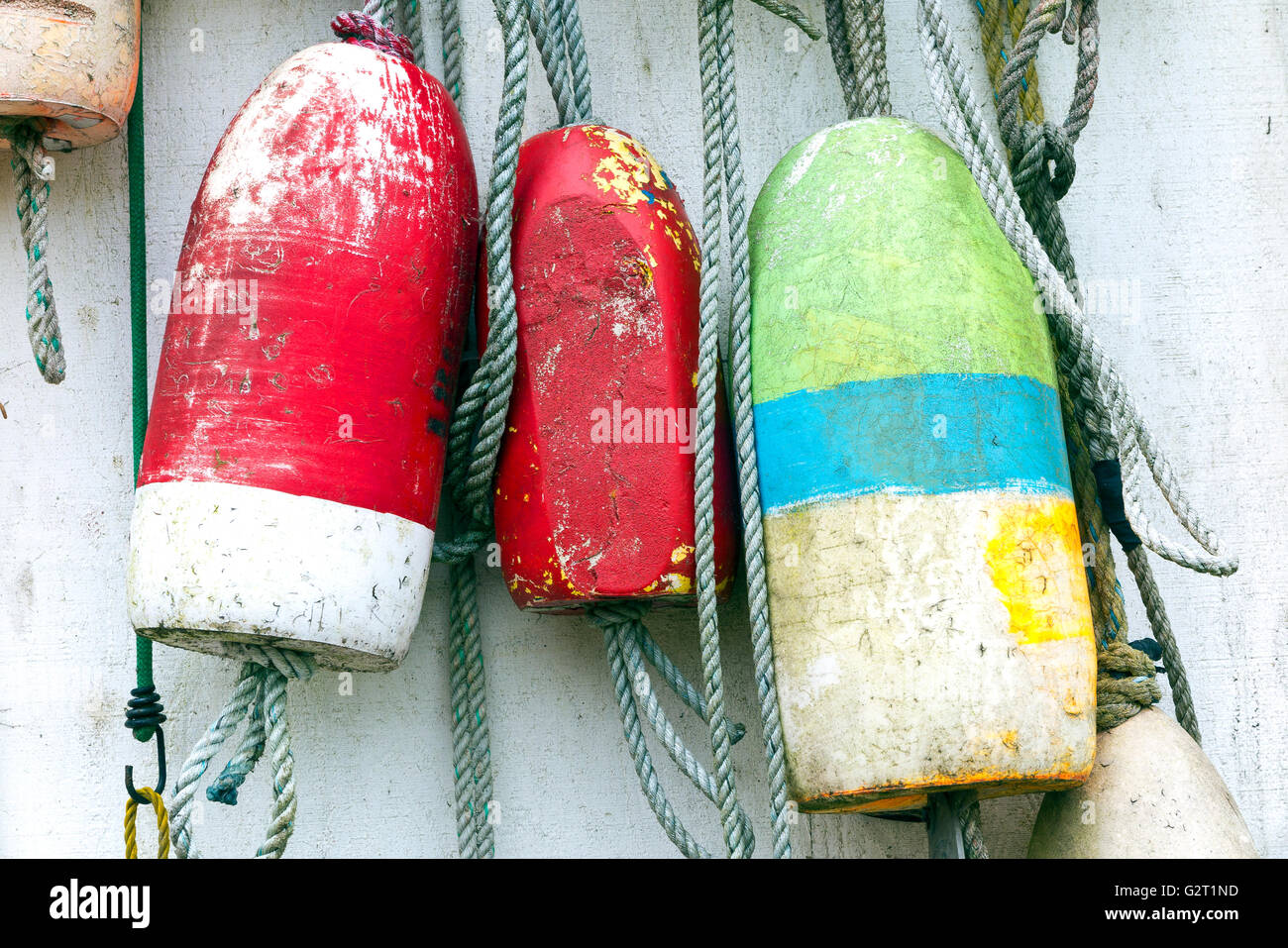OR02151-00...OREGON - Floats hanging on a shed wall in the town of ...