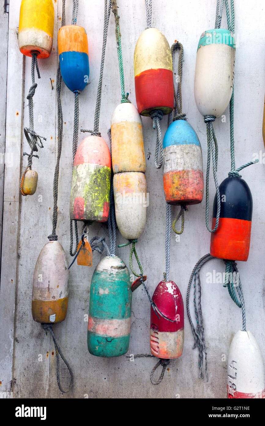 OR02153-00...OREGON - Floats hanging on a shed wall in the town of ...