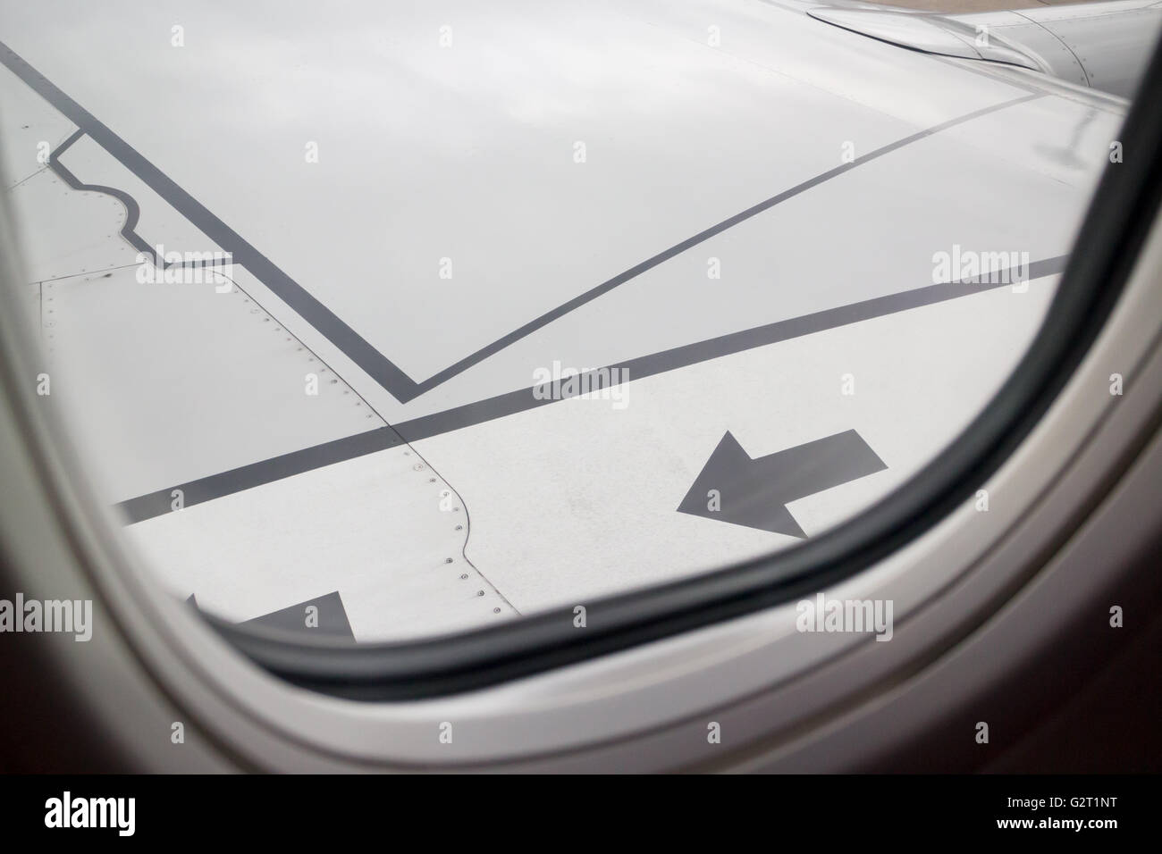 Wing seat seen through window of an aircraft, stock photo Stock Photo ...