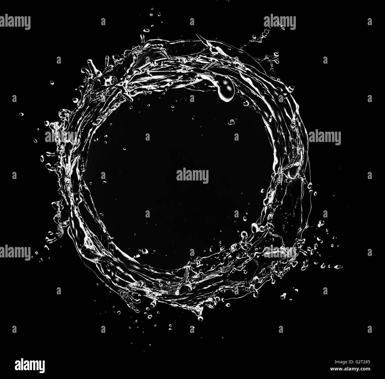 Water splash in circle shape, isolated on black background Stock Photo ...