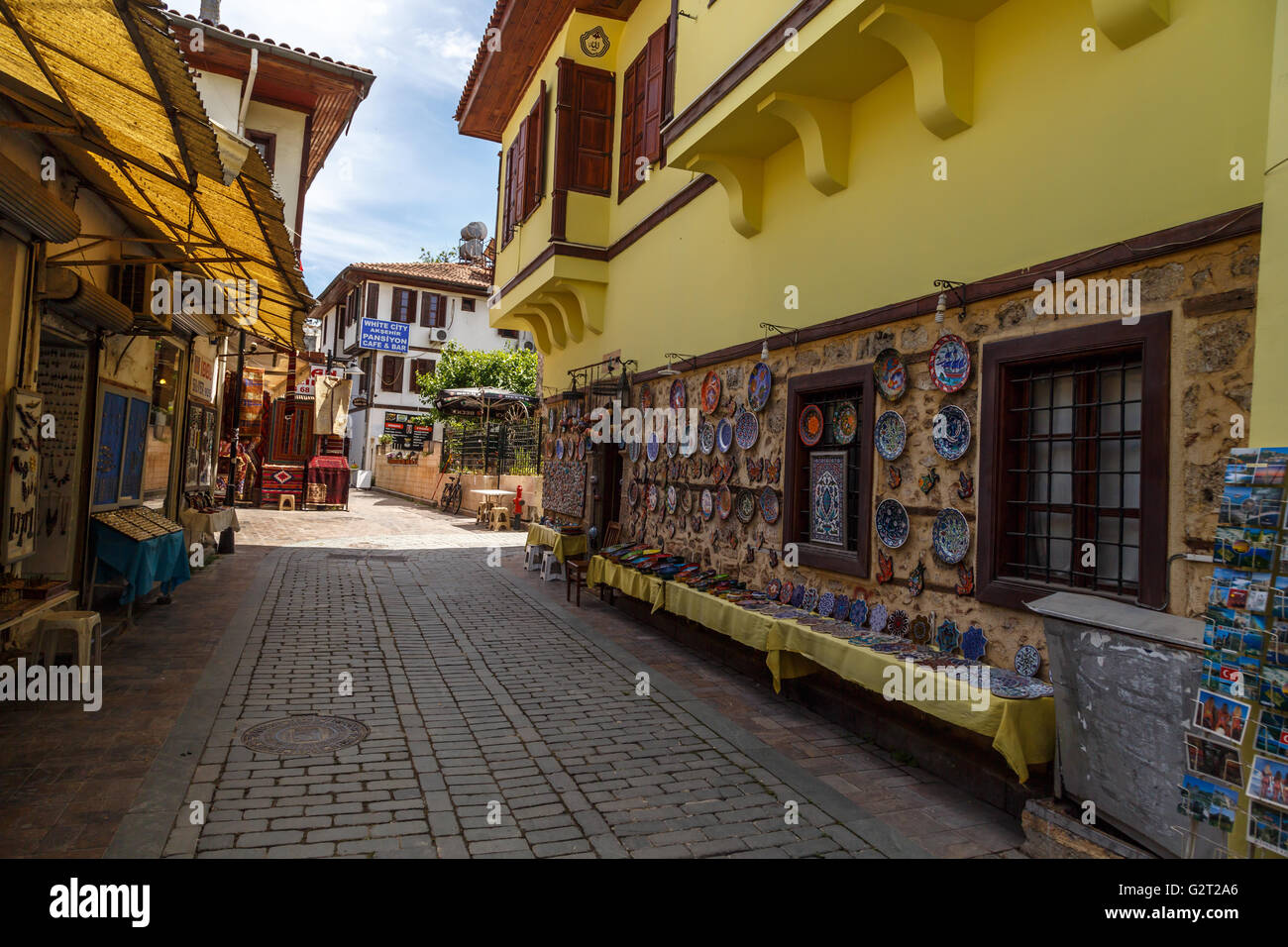 ANTALYA, TURKEY - APRIL 23, 2016 : View of Kaleici old town streets ...