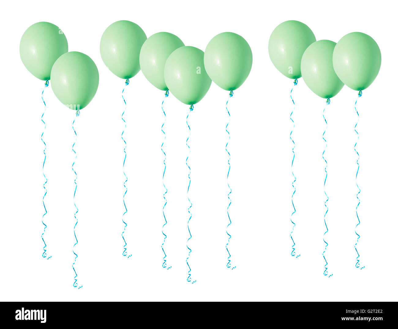 Green air flying balloons isolated on white background Stock Photo - Alamy