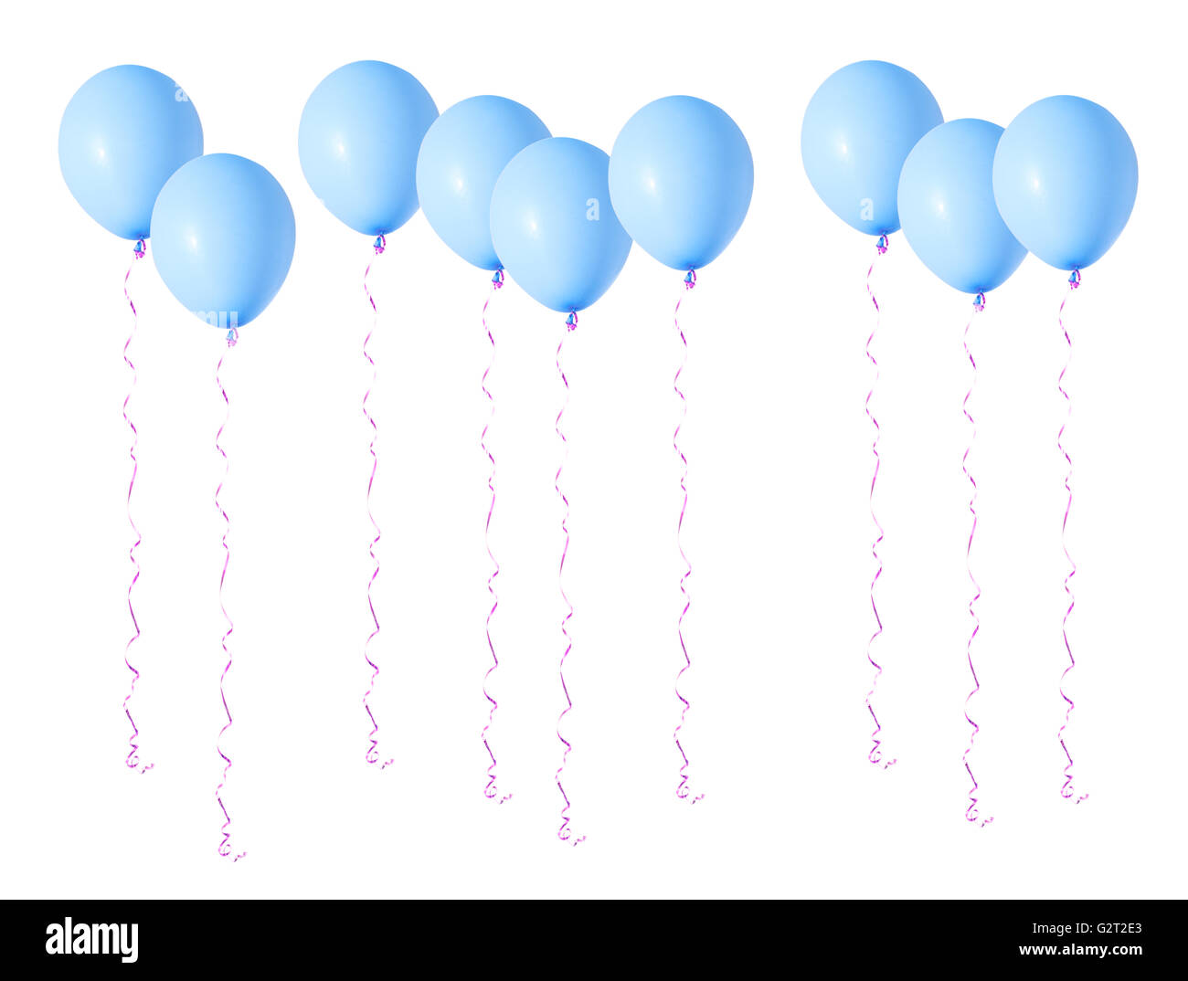 Blue air flying balloons isolated on white background Stock Photo - Alamy