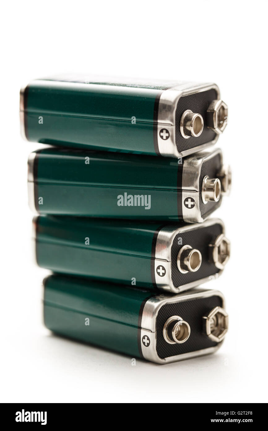 Group of many batterys on white in closeup Stock Photo - Alamy