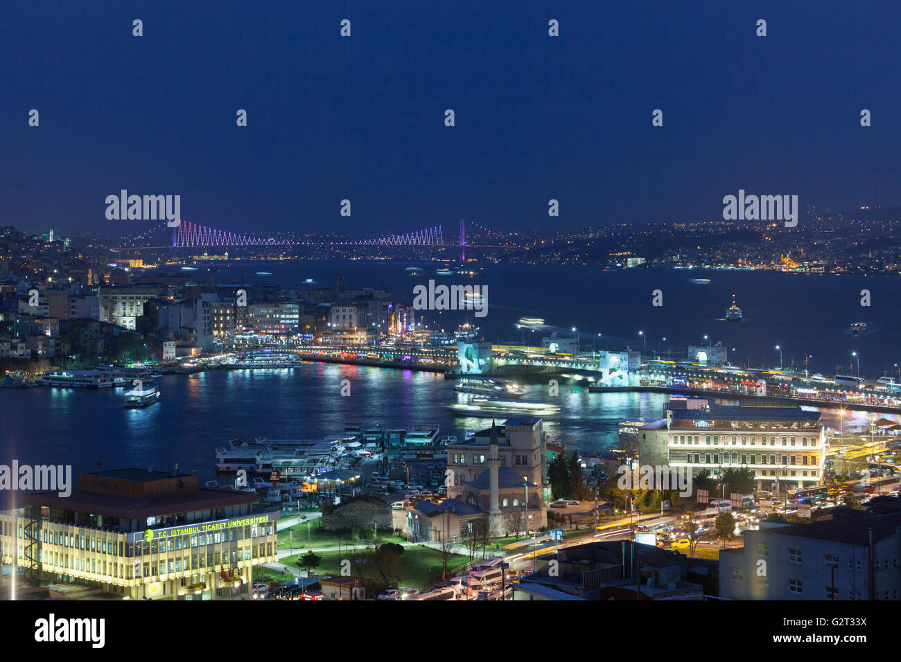 Istanbul cityscape at night, Turkey Stock Photo - Alamy