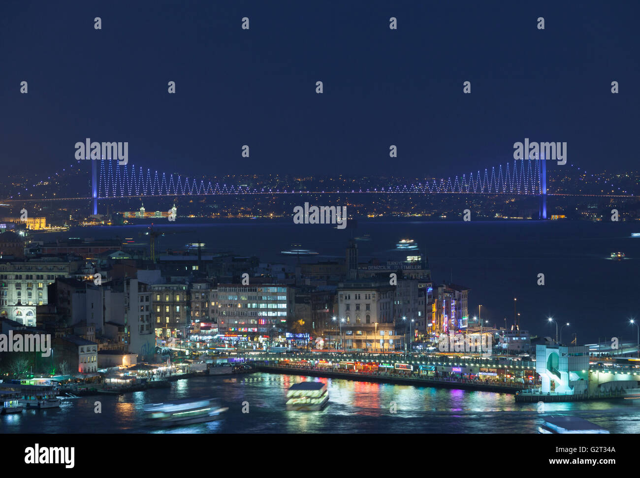 Bosphorus bridge at night, Istanbul, Turkey Stock Photo - Alamy