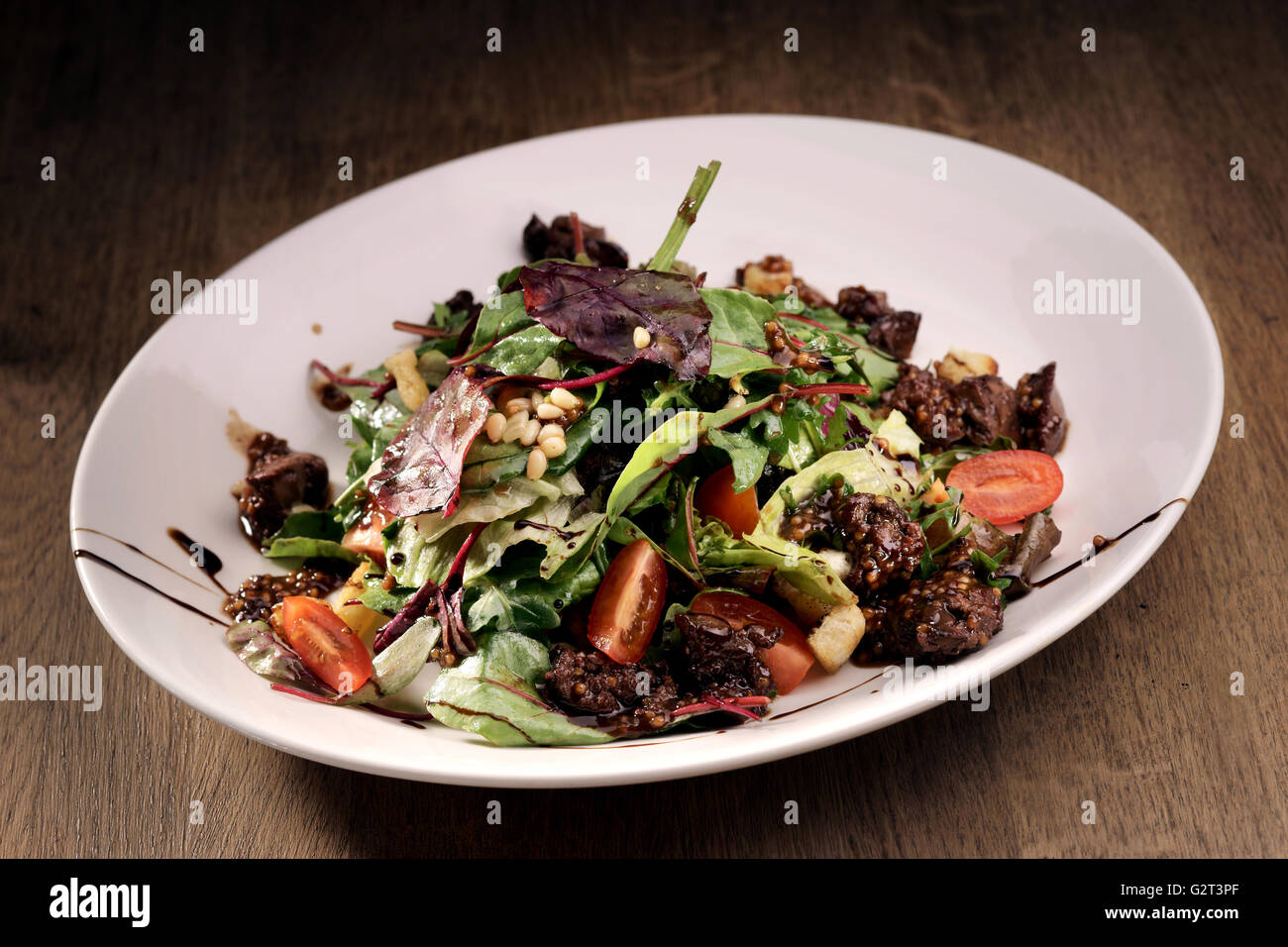 Fresh salas with meat Stock Photo - Alamy