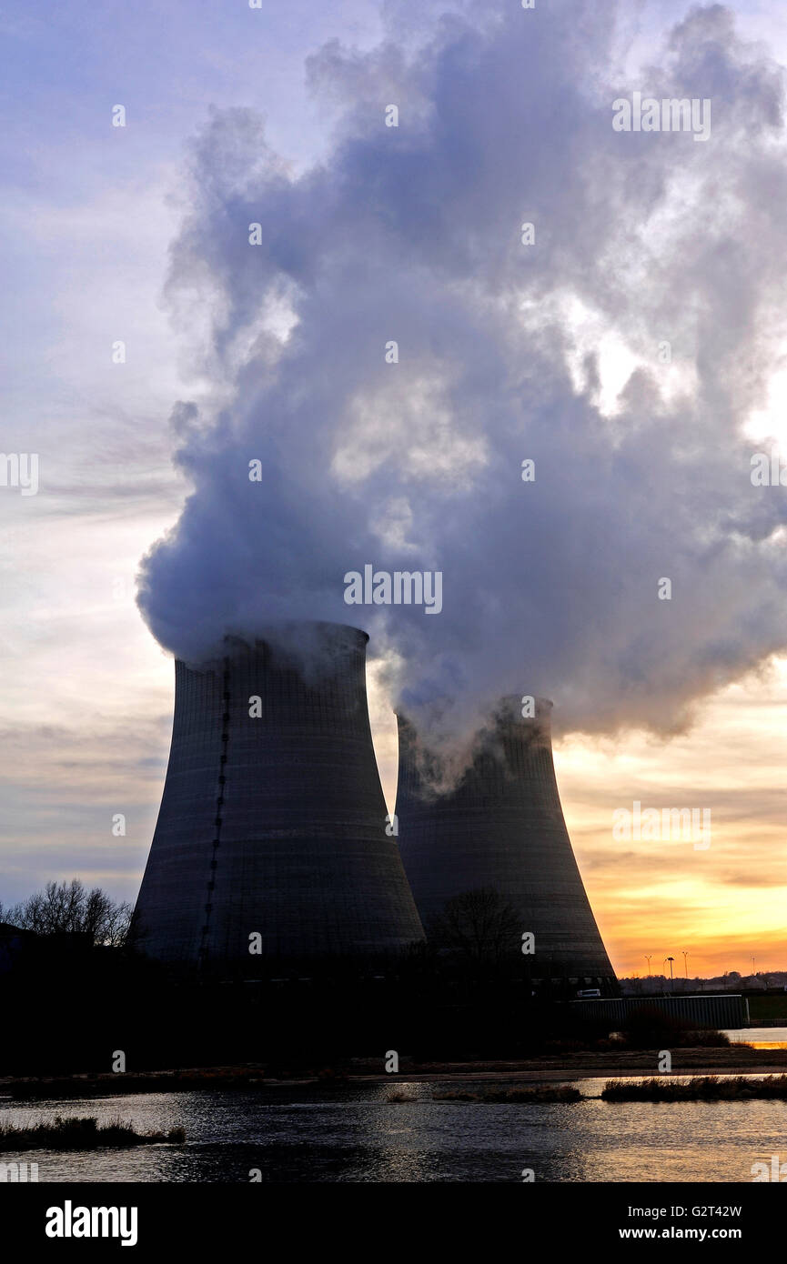 Nuclear power station in France on background sunset Stock Photo - Alamy