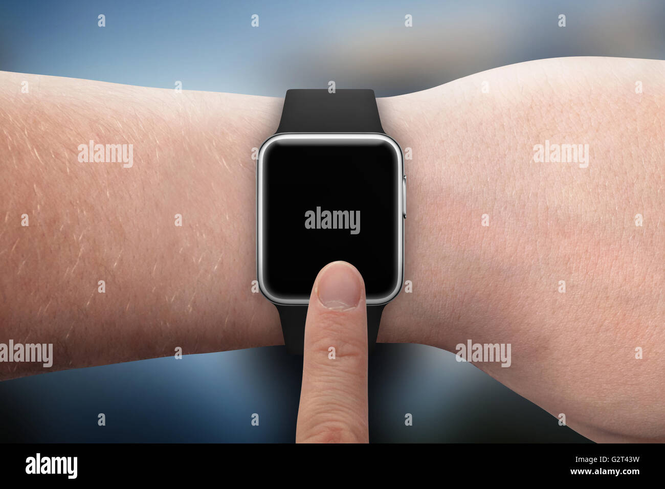 Smart watch on hand with isolated, blank screen for mockup Stock Photo ...