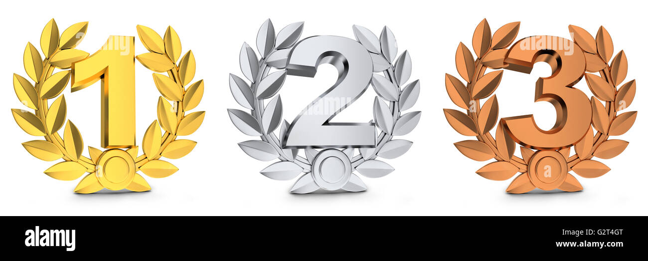 Three symbol winner (done in 3d rendering Stock Photo - Alamy