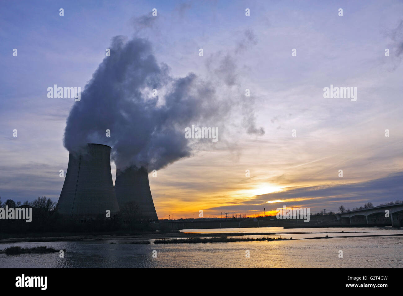 Nuclear power station in France on background sunset Stock Photo - Alamy