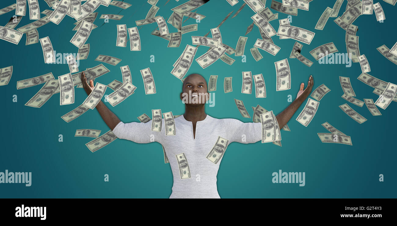 Black man catching money falling hi-res stock photography and images ...