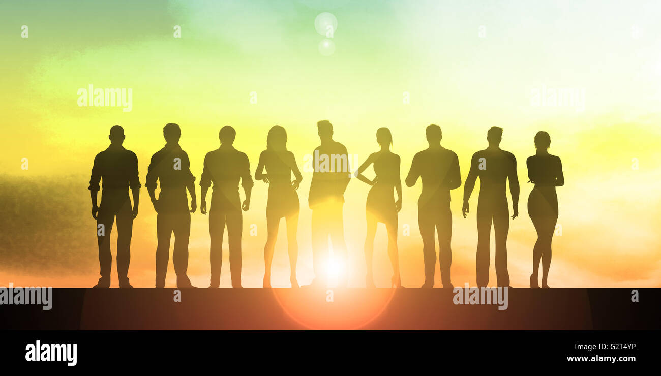 Teamwork on Cloudy Skies Background as Concept Stock Photo - Alamy