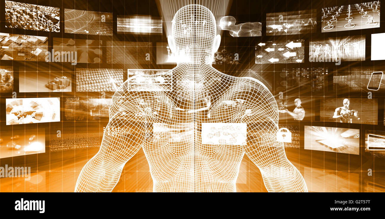 Security Network with System Admin Scanning Data Packets Stock Photo ...