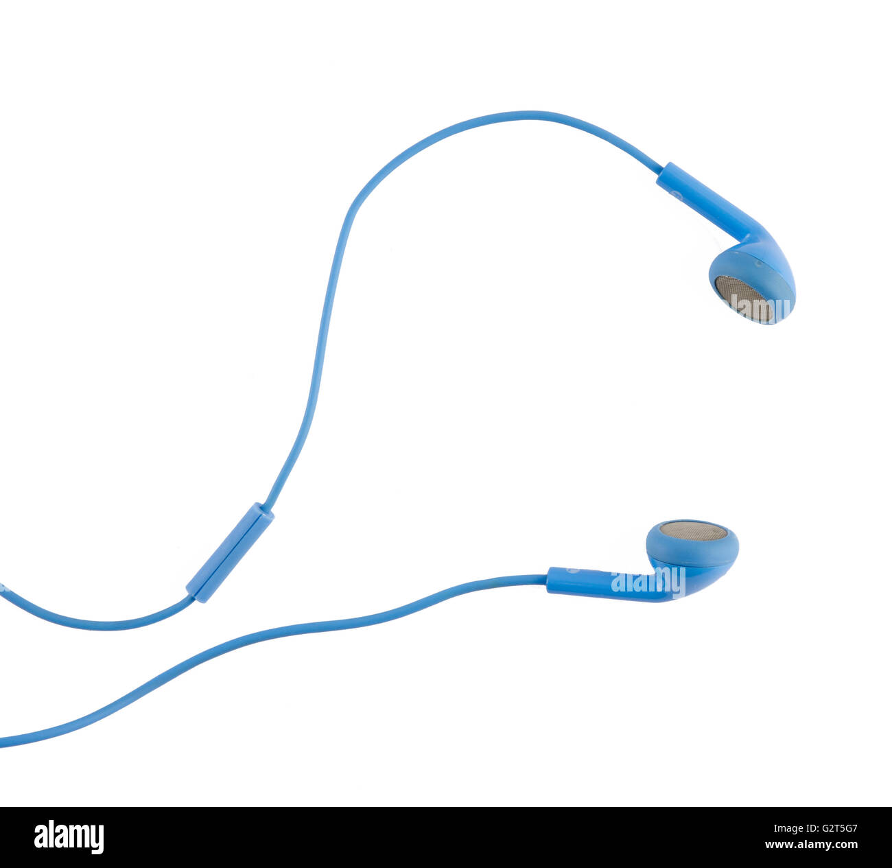 Music earphones on blue Cut Out Stock Images & Pictures - Alamy