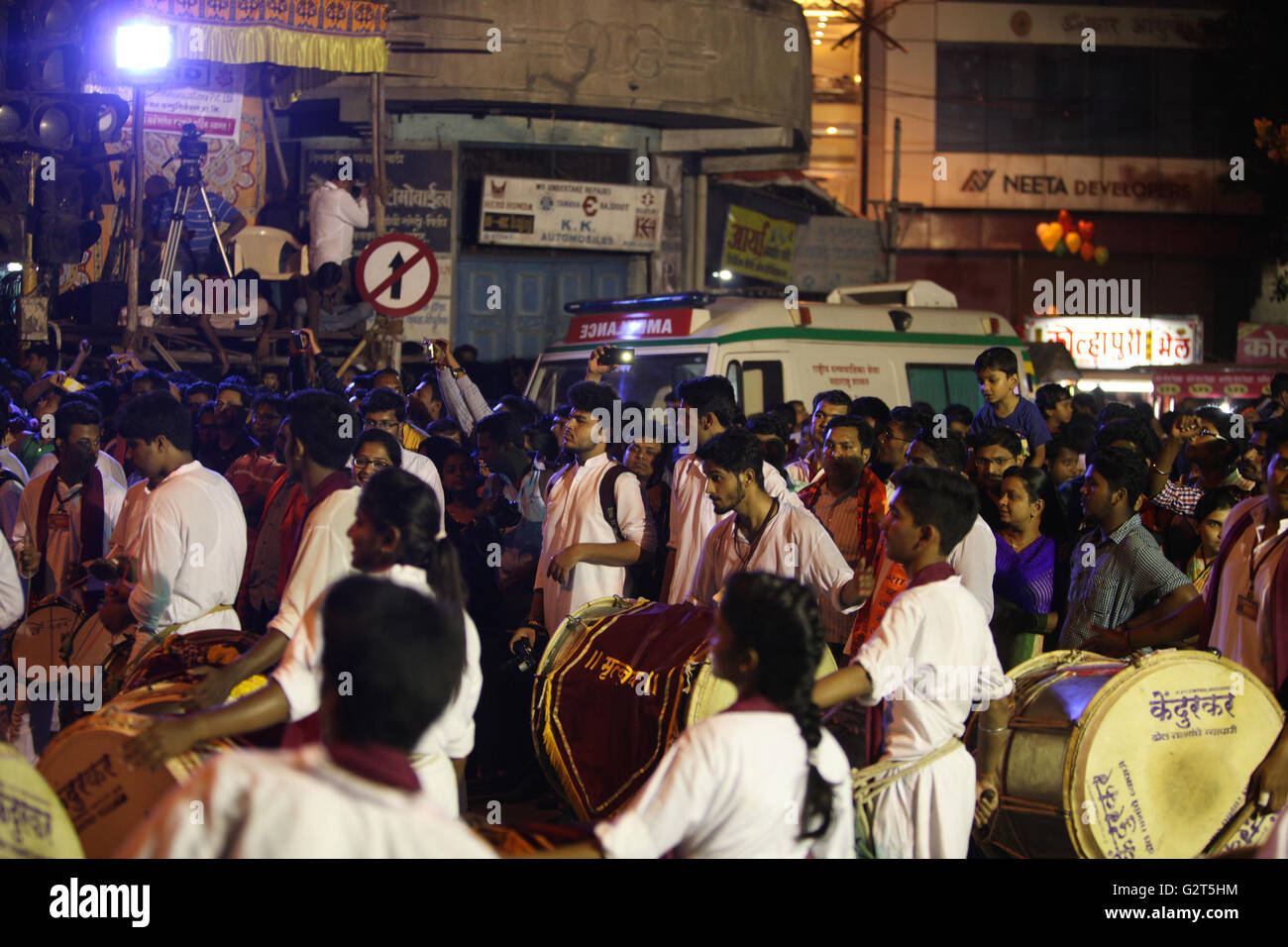 Pune, India - September 27, 2015: People in India dancing on the ...
