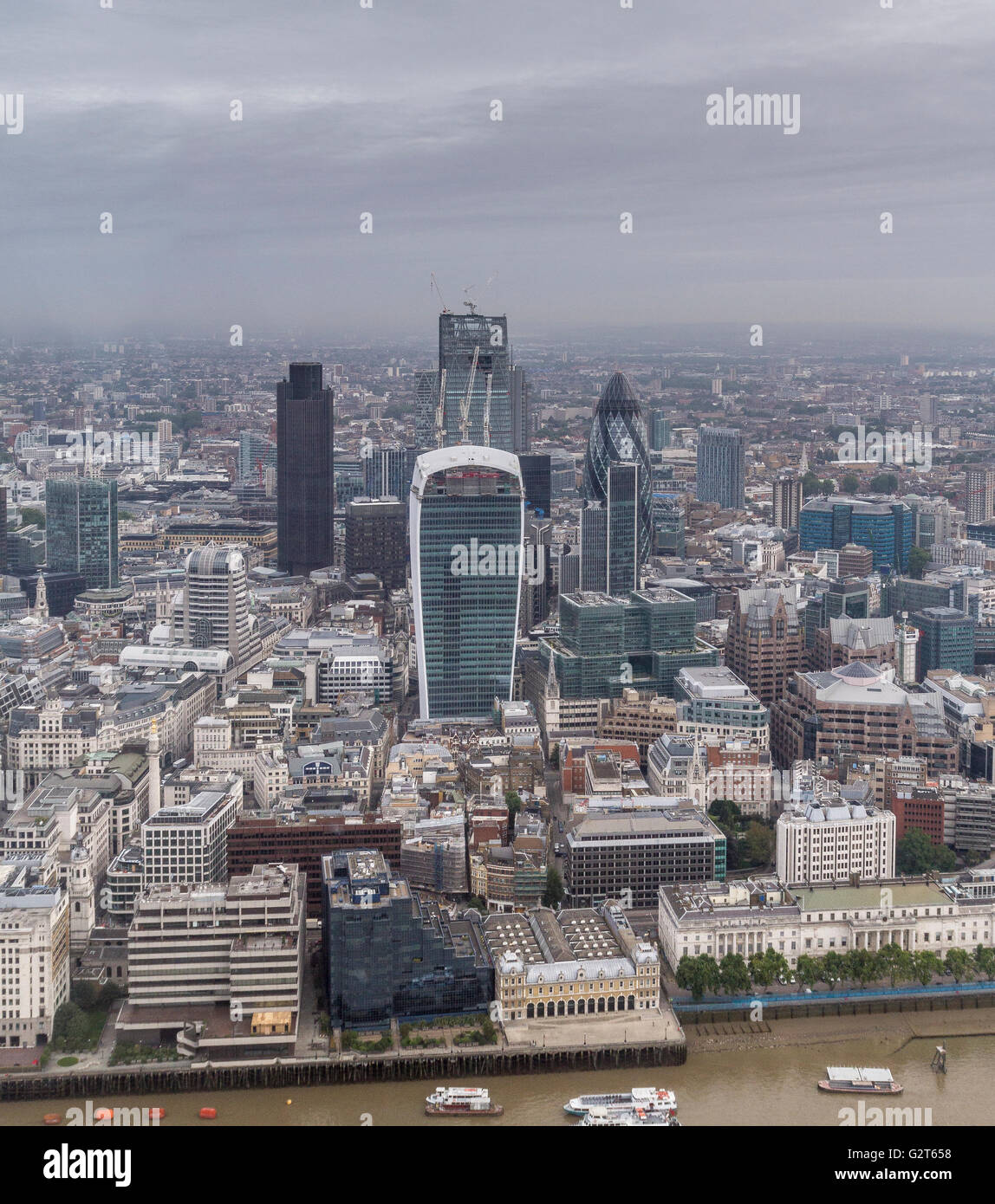 Aerial view of The City Of London with 20 Fenchurch St , Leadenhall ...