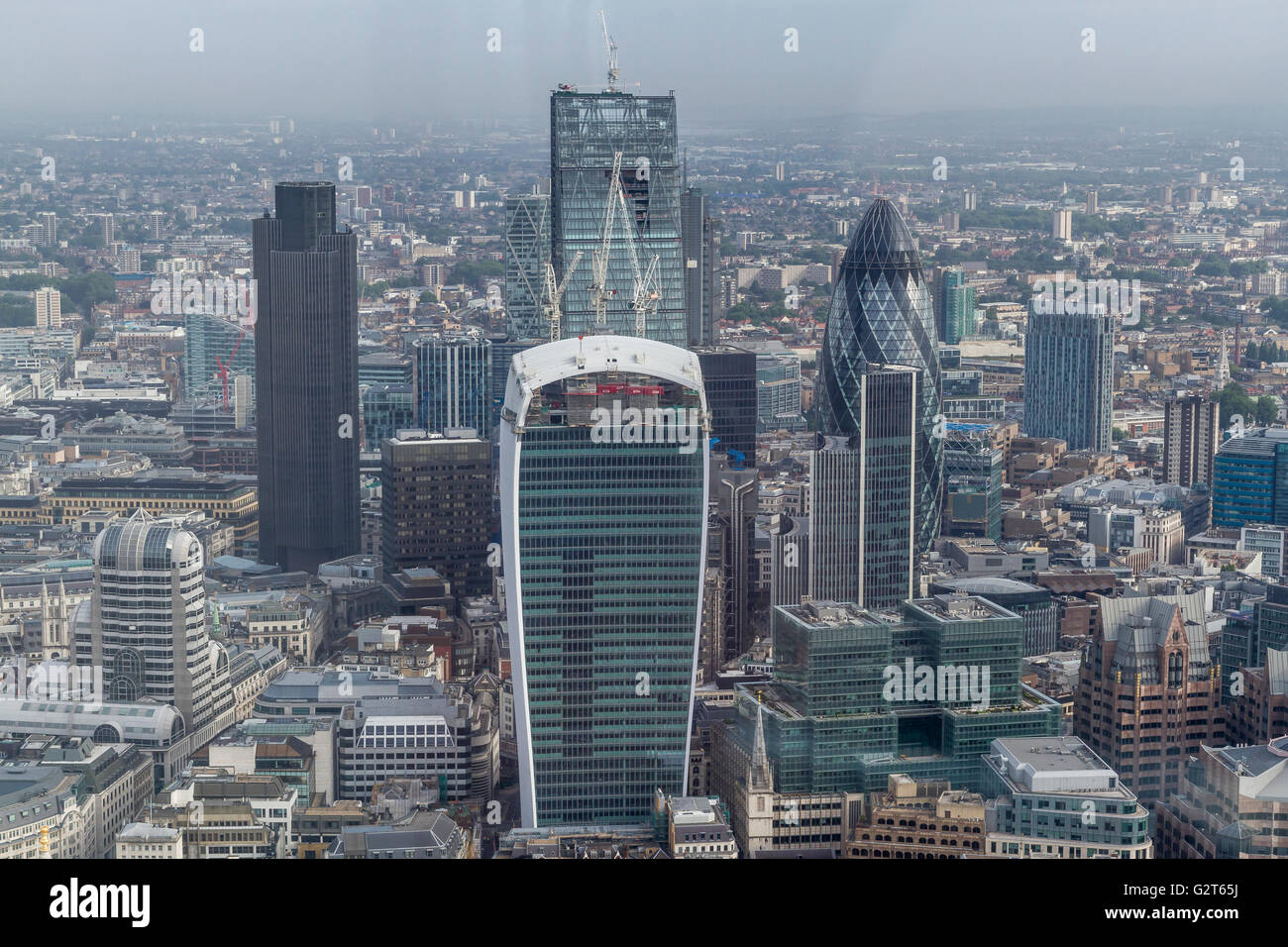 Aerial view of The City Of London with 20 Fenchurch St , Leadenhall ...