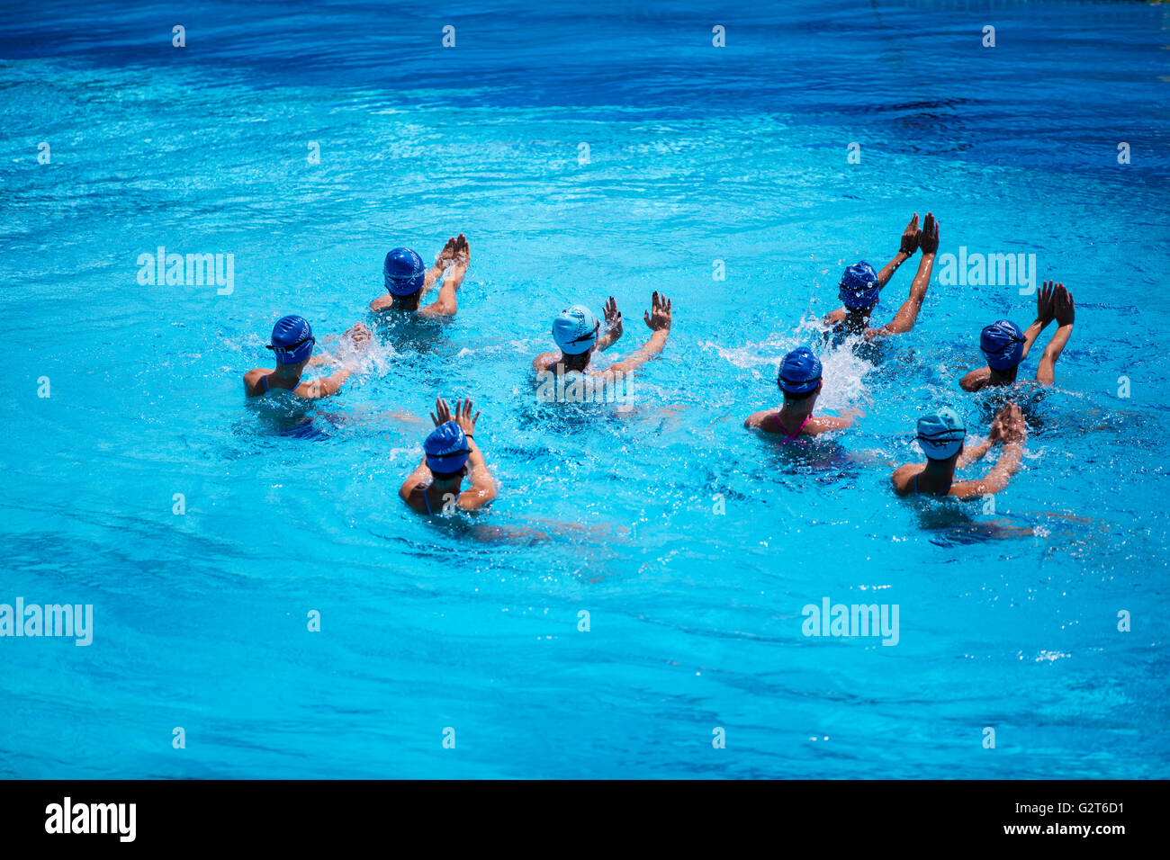 Women national team synchronized swimming performing at olympic games ...