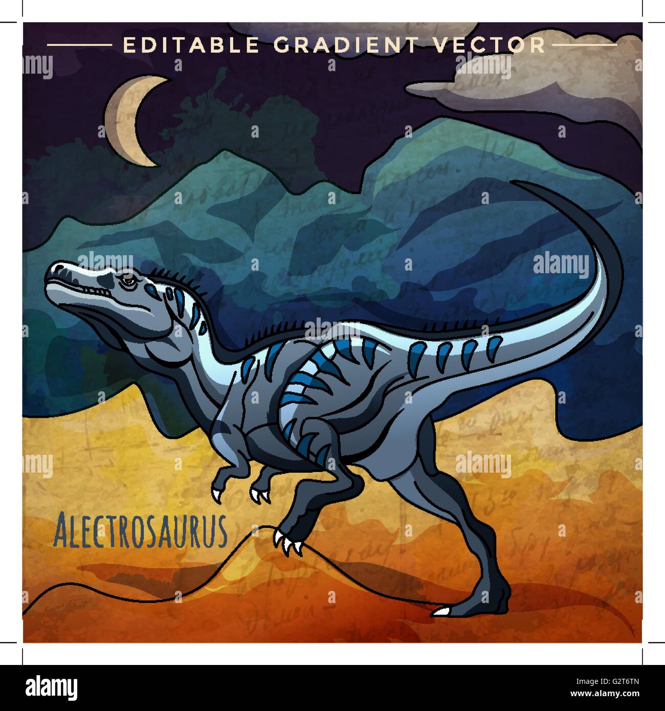Dinosaur in the habitat. Vector Illustration Of Alectrosaur Stock ...