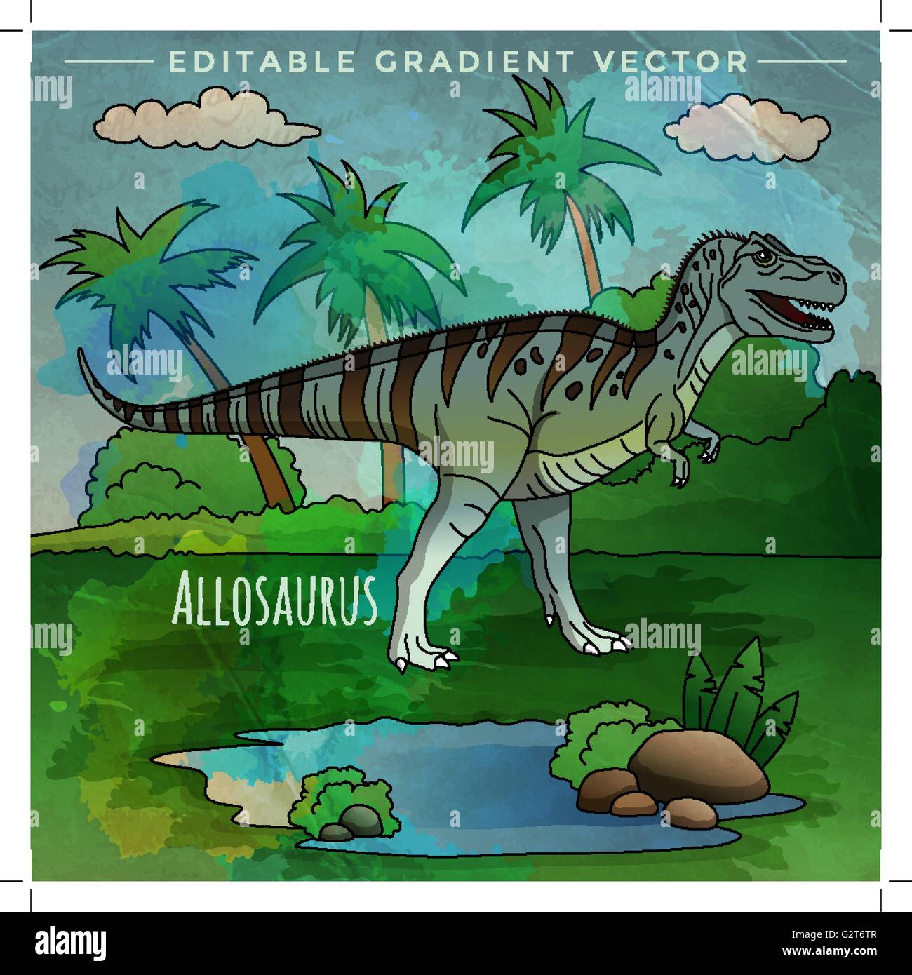 Dinosaur in the habitat. Vector Illustration Of Allosaur Stock Vector ...