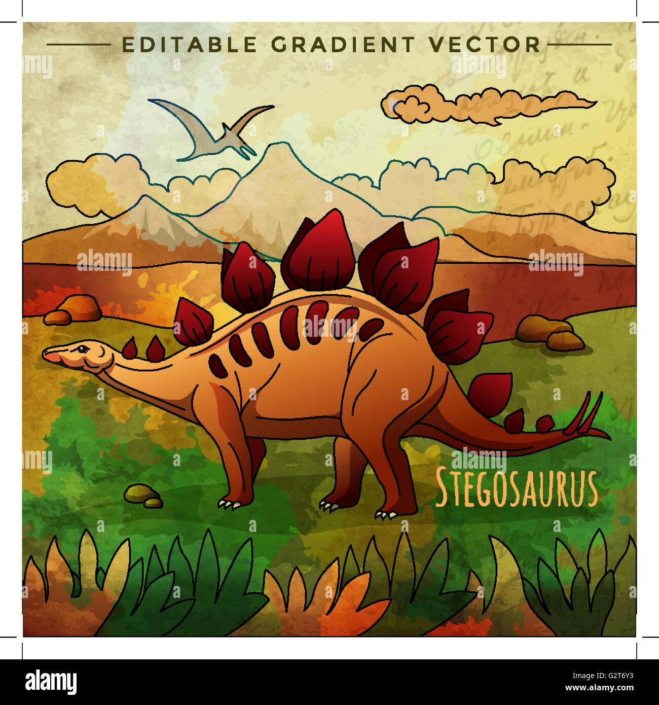 Dinosaur in the habitat. Vector Illustration Of Stegosaur Stock Vector ...