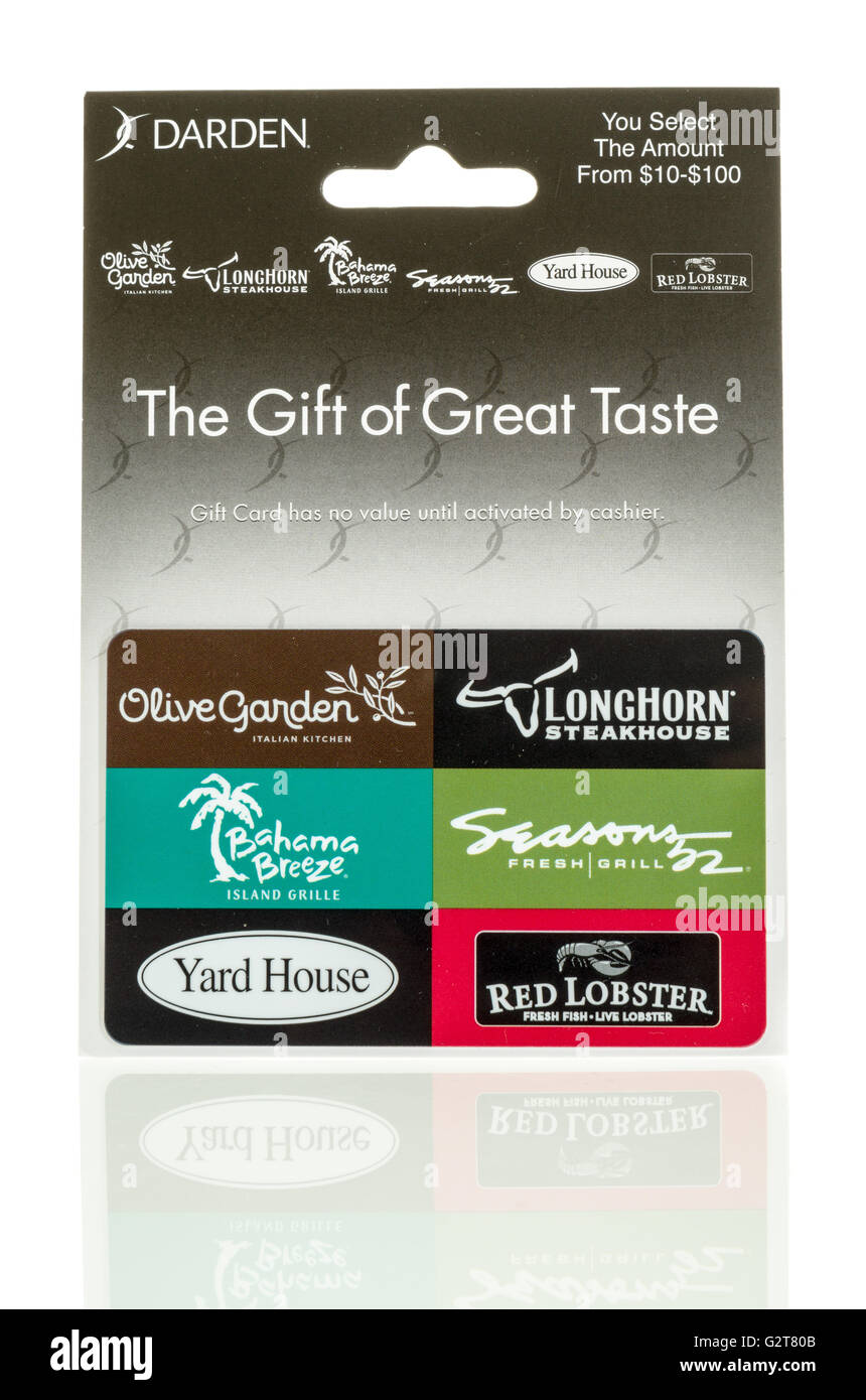 Winneconne, WI - 25 May 2016: Different places to eat gift card on an ...