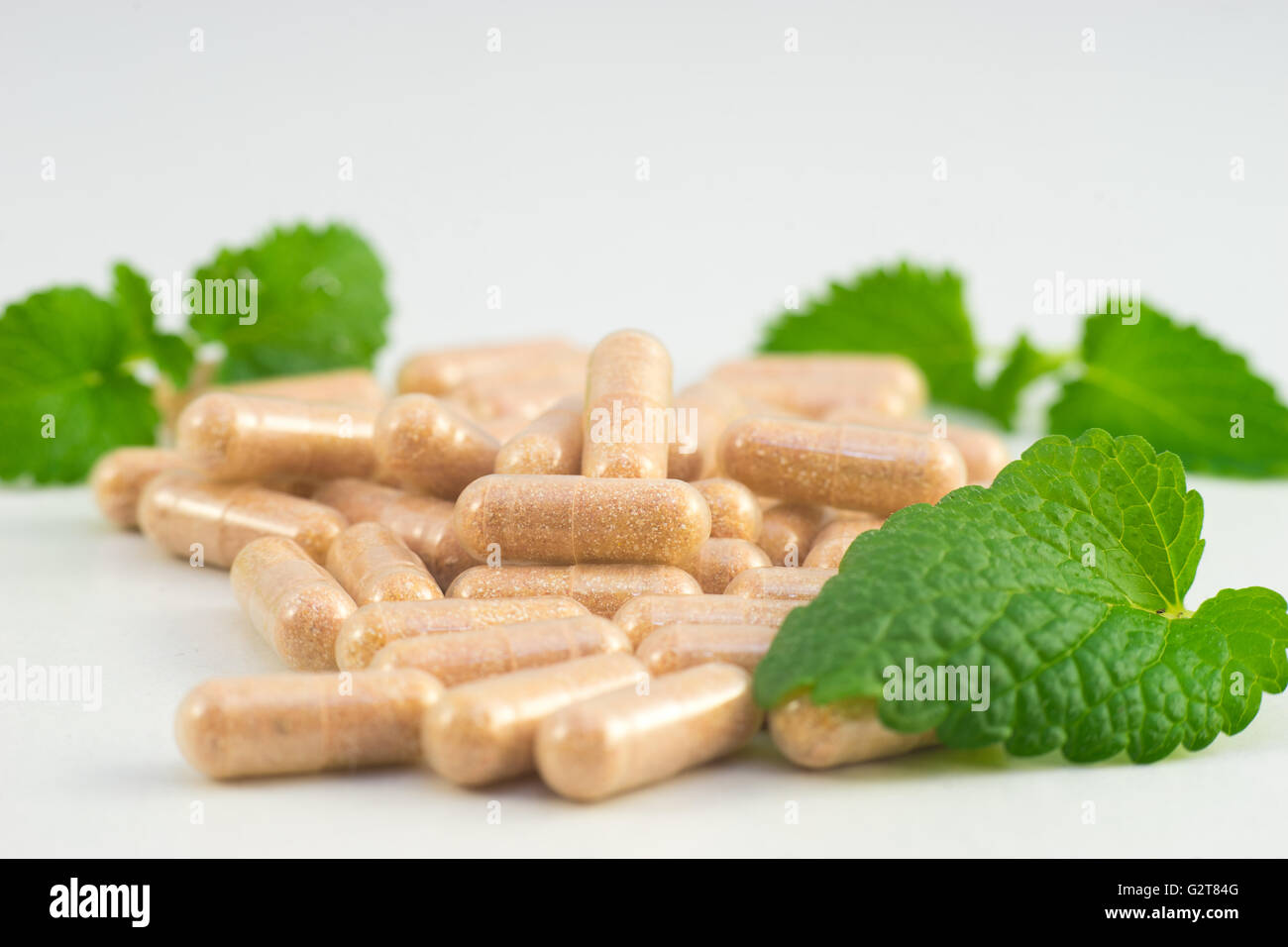 Bio herb capsules and herbal medicine oil pills Stock Photo - Alamy