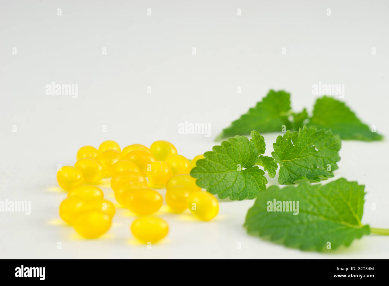 Bio herb capsules and herbal medicine oil pills Stock Photo - Alamy