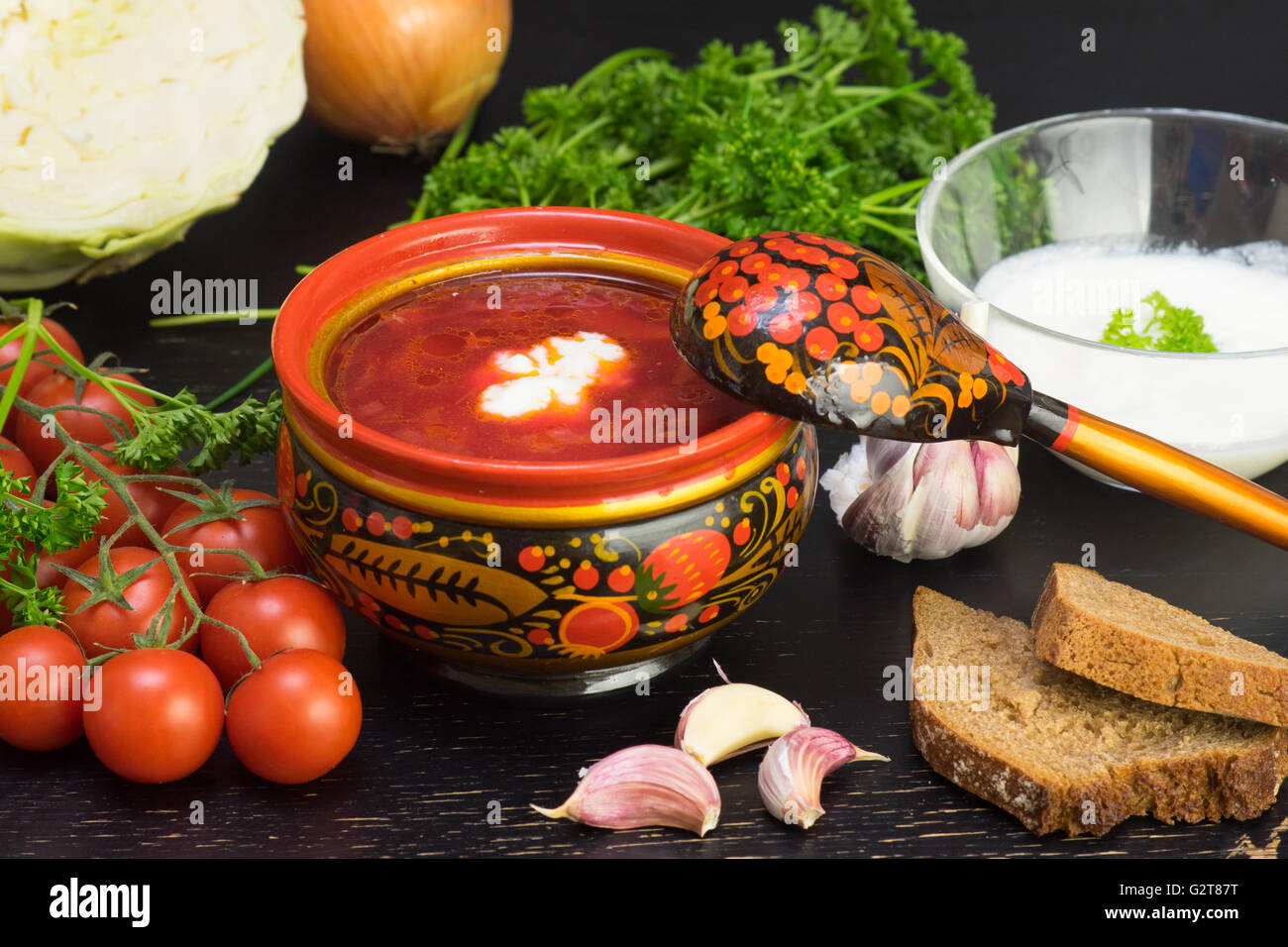 Pot of traditional Russian and Slavic cabbage soup Stock Photo - Alamy