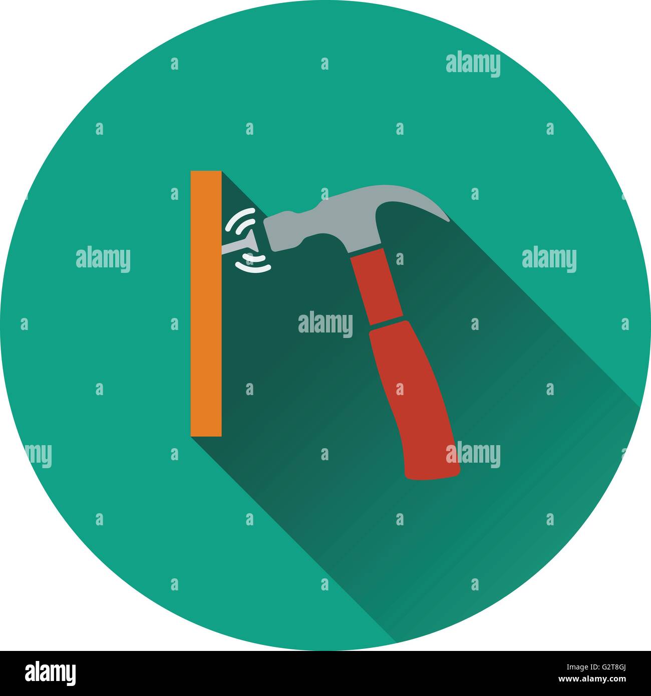 Icon of hammer beat to nail. Flat design. Vector illustration Stock ...