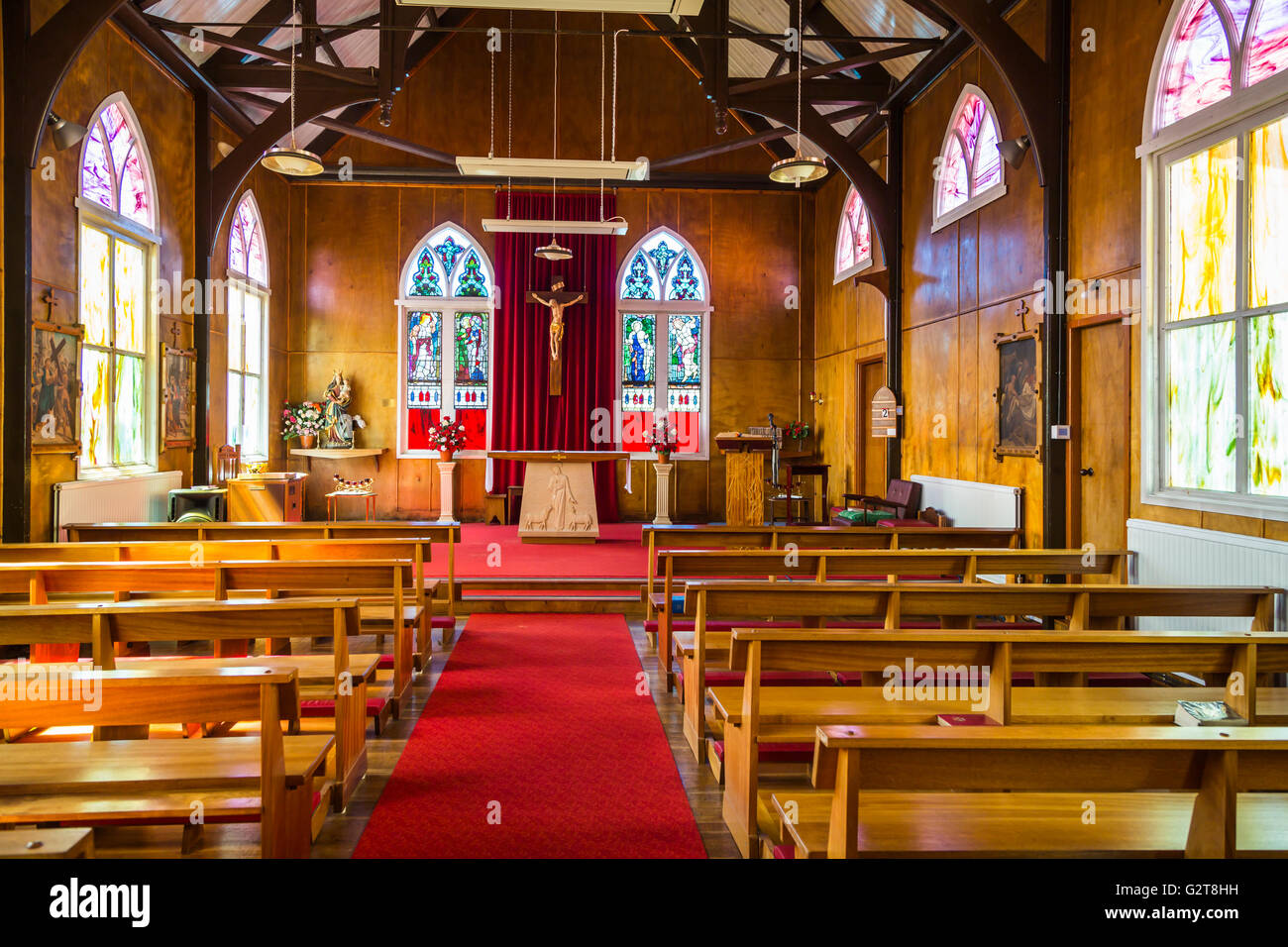 The St. Mary's Catholic Church interior sanctuary in Stanley, East ...