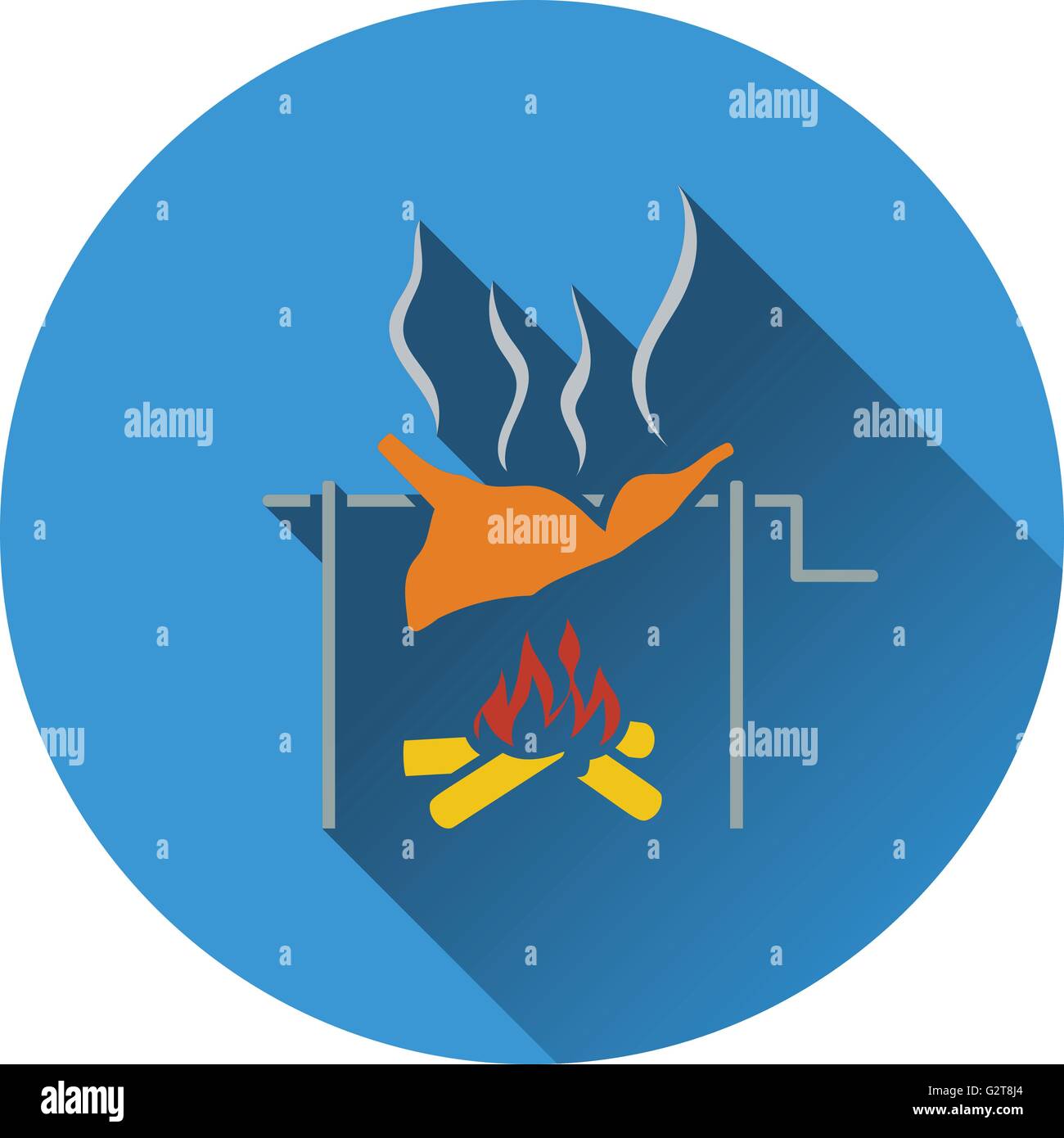 Icon of roasting meat on fire. Flat design. Vector illustration Stock ...